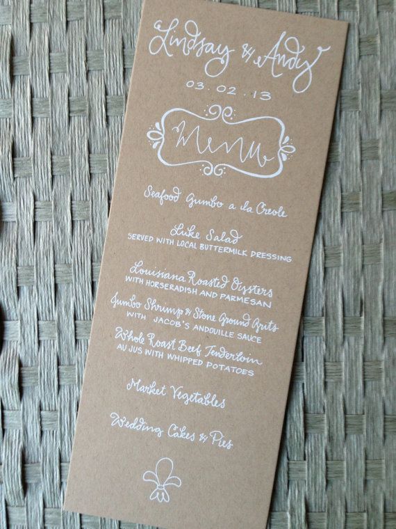 Un menu de mariage original - idées impression menu de mariage